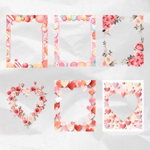 Watercolor Valentines Day Heart Borders Clipart Floral Rose Border ...