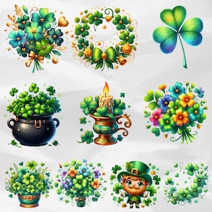 Watercolor Clover Clipart Floral Shamrock Wreath PNG Festive Flowers ...