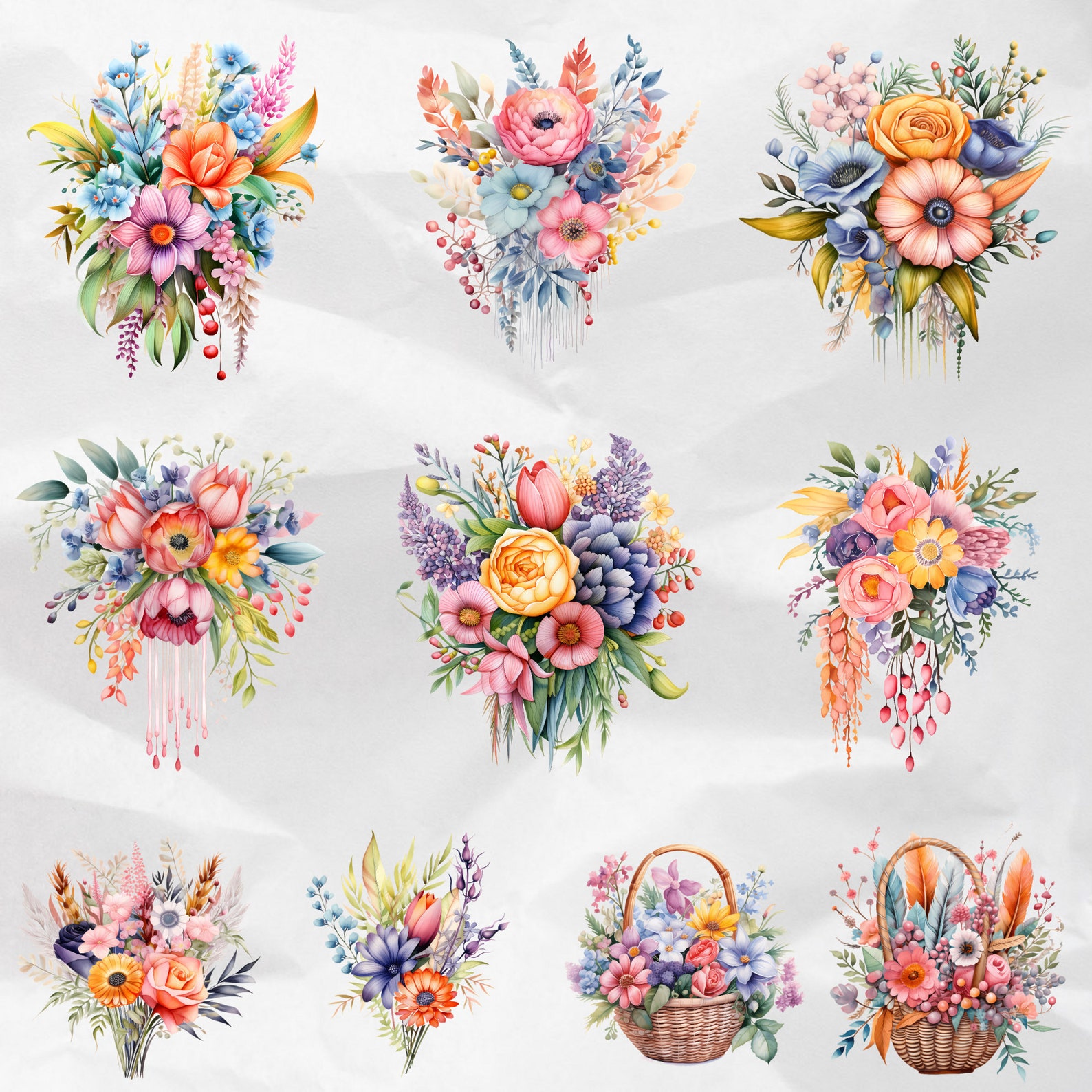 Watercolor Boho Flowers Clipart Wild Flower Clipart Floral Boho Clipart ...