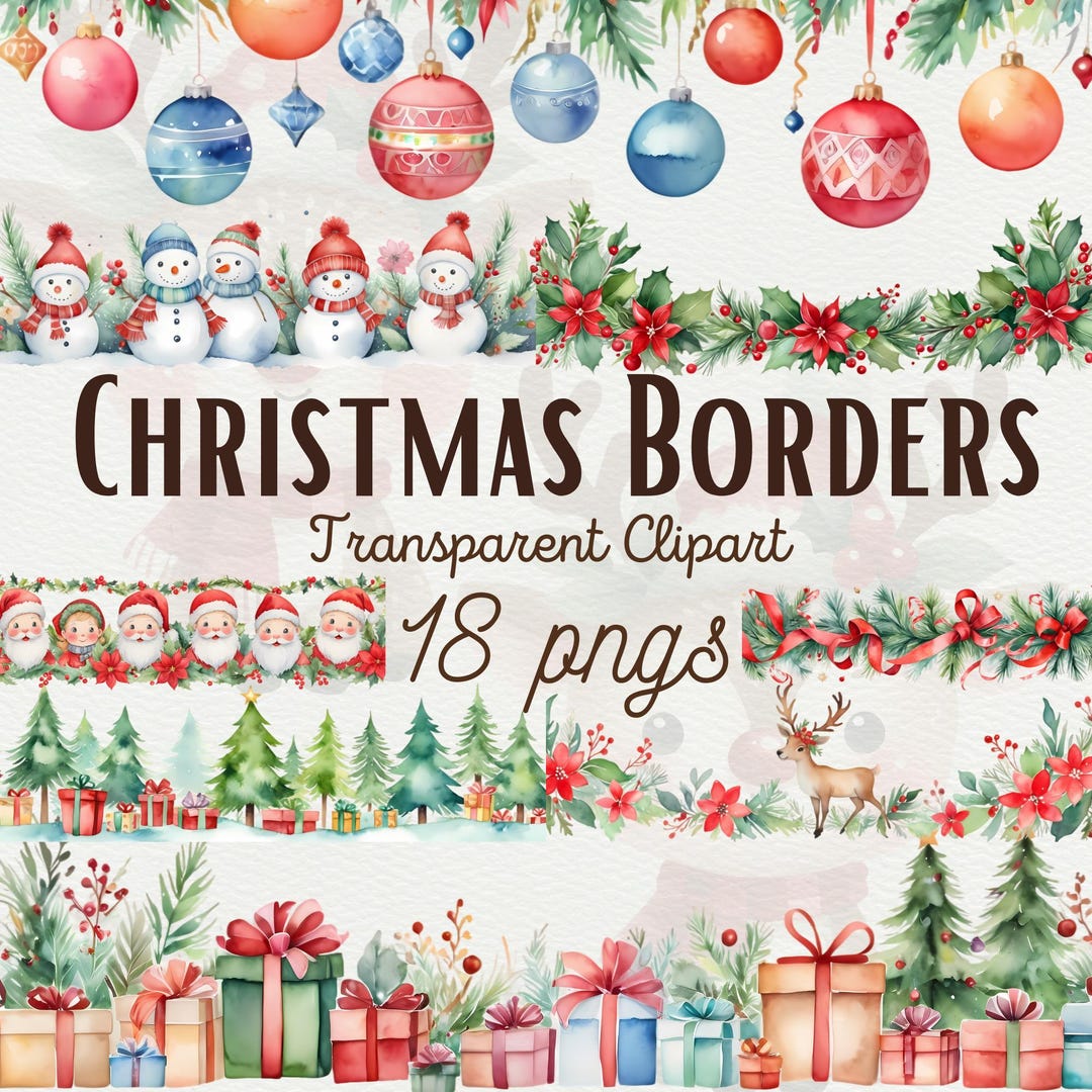 Watercolor Christmas Border Clipart Winter Floral Frame PNG Watercolor ...
