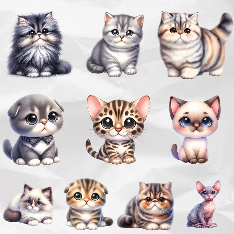 Watercolor Cat Clipart Cute Cats PNG Cute Animals Clipart Nursery Cat ...