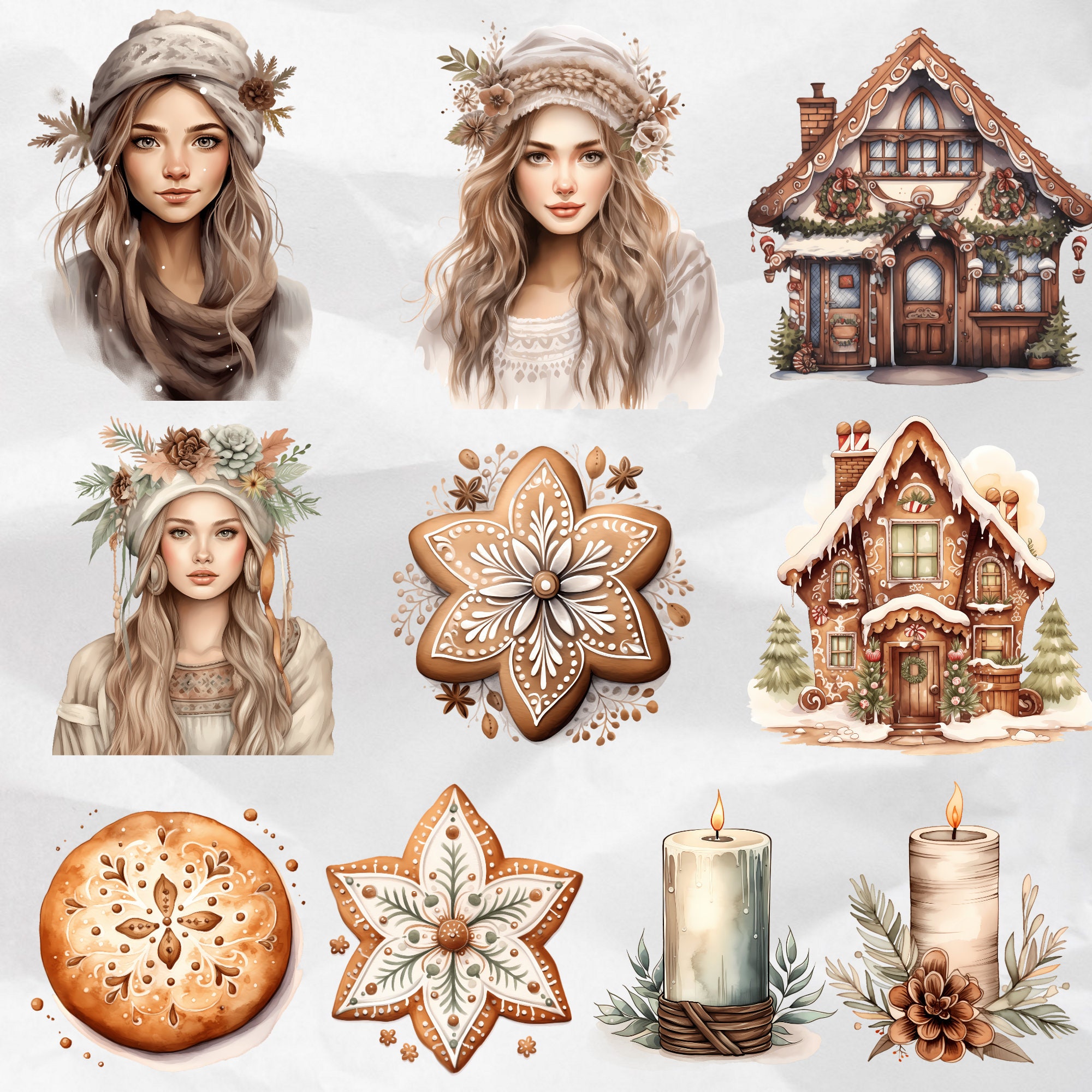 Boho Cozy Christmas Clipart Boho Christmas Clipart Boho Ornaments ...