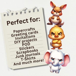 Grumpy Animals Clipart Cute Funny Animals Clipart Bundle Printable ...