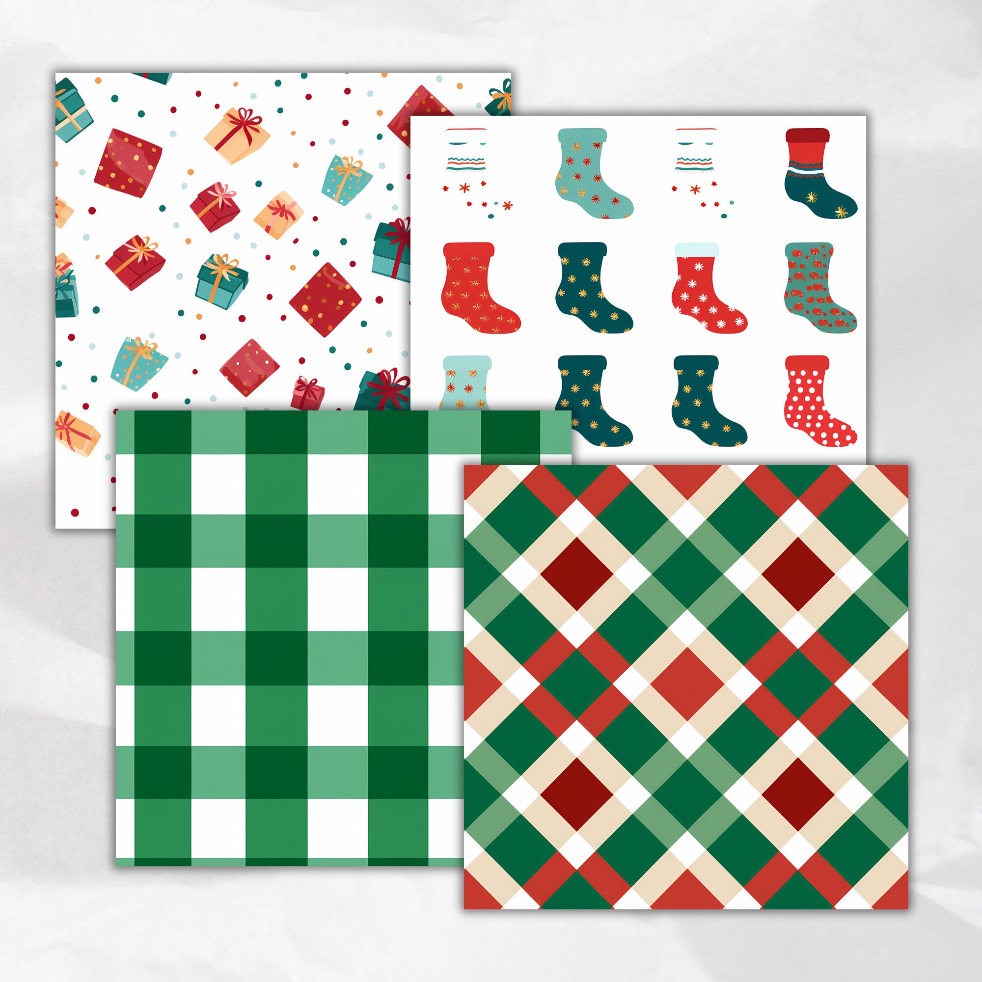 Christmas Digital Paper Holiday Scrapbook Papers Christmas Tree ...