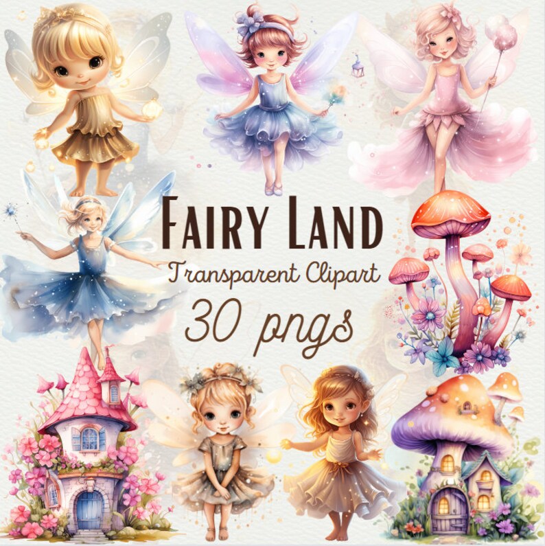 Watercolor Fairy Garden Clipart Fantasy Cute Fairies PNG Clipart ...