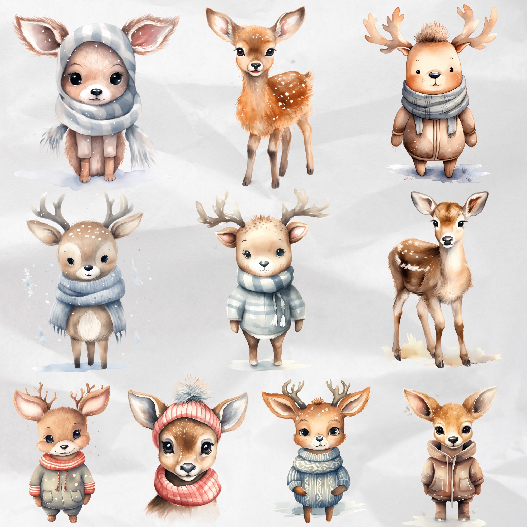 Cute Watercolor Reindeer PNG Winter Reindeer Clipart Holiday Reindeer ...