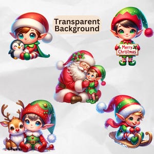 Watercolor Christmas Elf Clipart PNG Christmas Elves Clipart PNG Winter ...