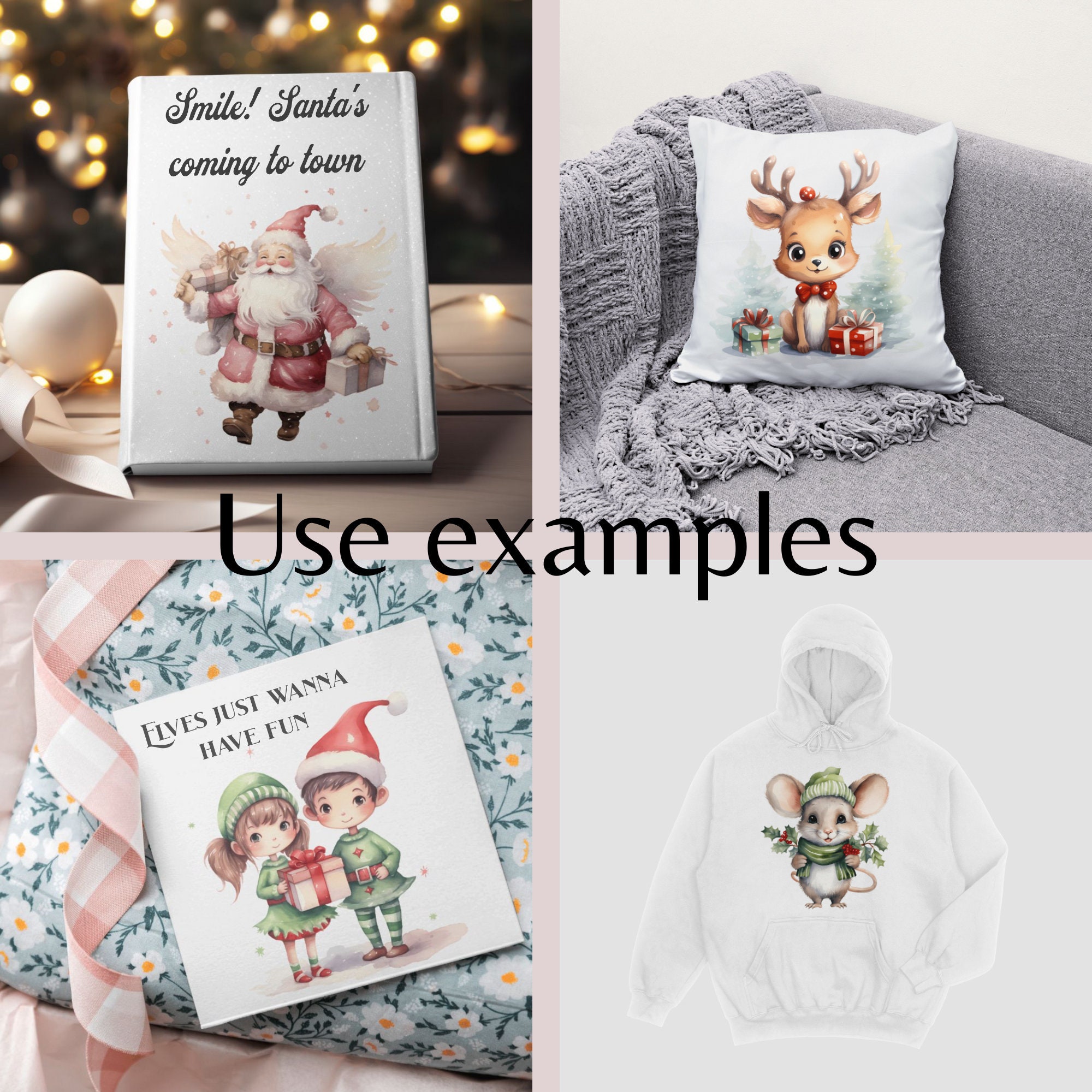 Cute Watercolor Christmas Clipart Bundle Christmas Gift Clipart Winter ...