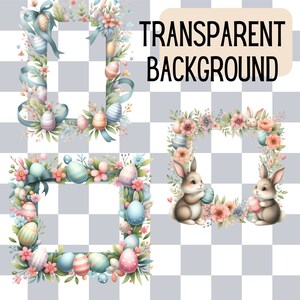 Watercolor Easter Frames Clipart Floral Border Clipart Floral Easter ...