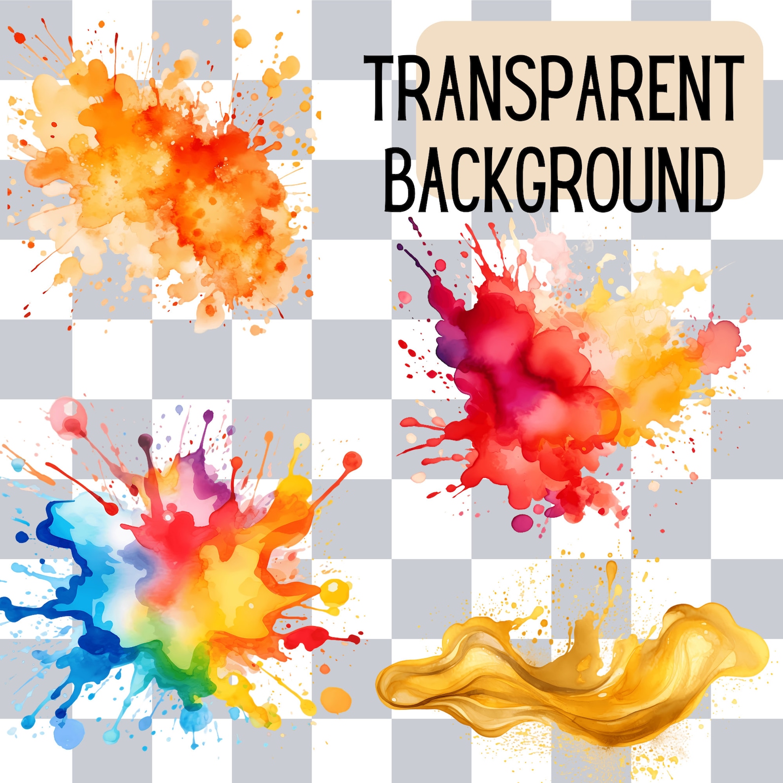 Watercolor Color Splash Clipart PNG Paint Splatter Clipart Color Splash ...