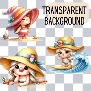 Watercolor Beach Girl Gnomes Collection Clipart Beach Gnome Clipart PNG ...