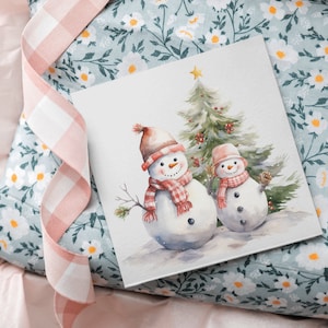 Cute Pink Snowman Clip Art Watercolor Christmas Design Element ...