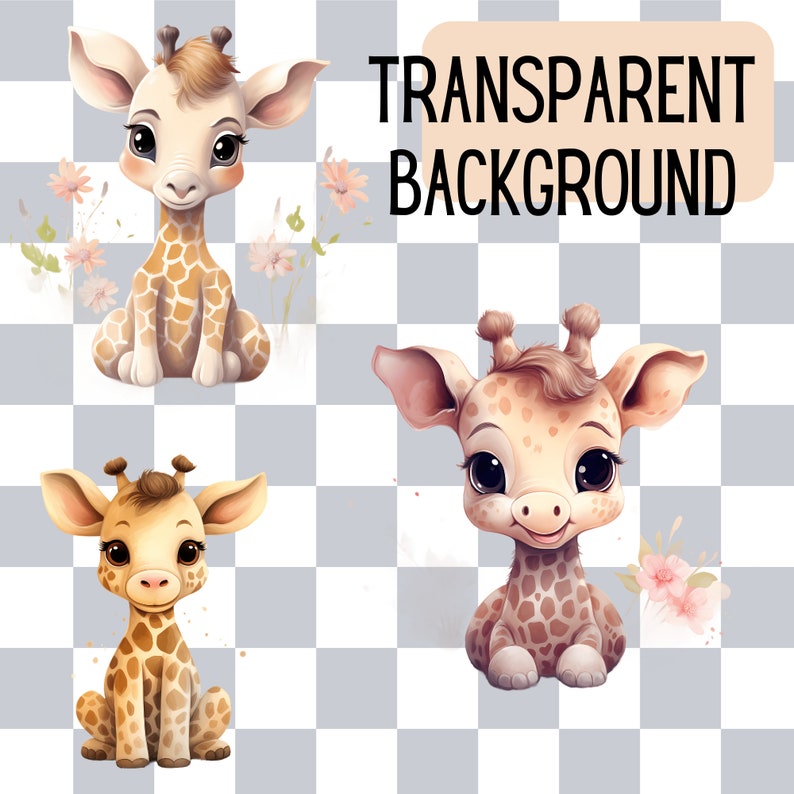 40 Watercolor Cute Giraffe Clipart Cute Giraffe Graphics Cute Safari ...