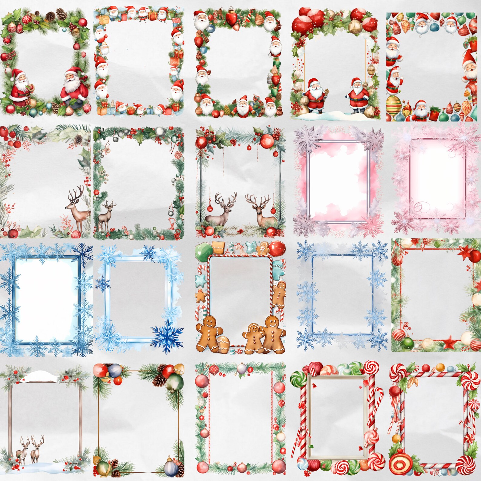 Watercolor Christmas Border Clipart Winter Floral Frame PNG Watercolor ...
