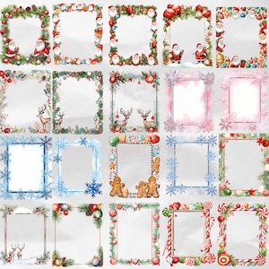 Watercolor Christmas Border Clipart Winter Floral Frame PNG Watercolor ...
