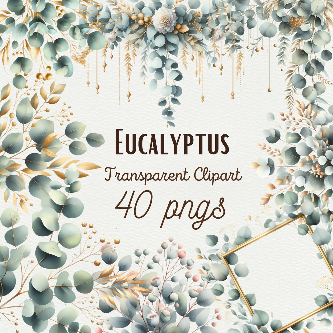 Watercolor Greenery Eucalyptus Clipart Eucalyptus Bouquet PNG ...