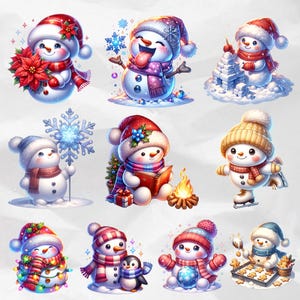 Christmas Snowman Clipart - Cute Designs for Holiday Crafts - Etsy