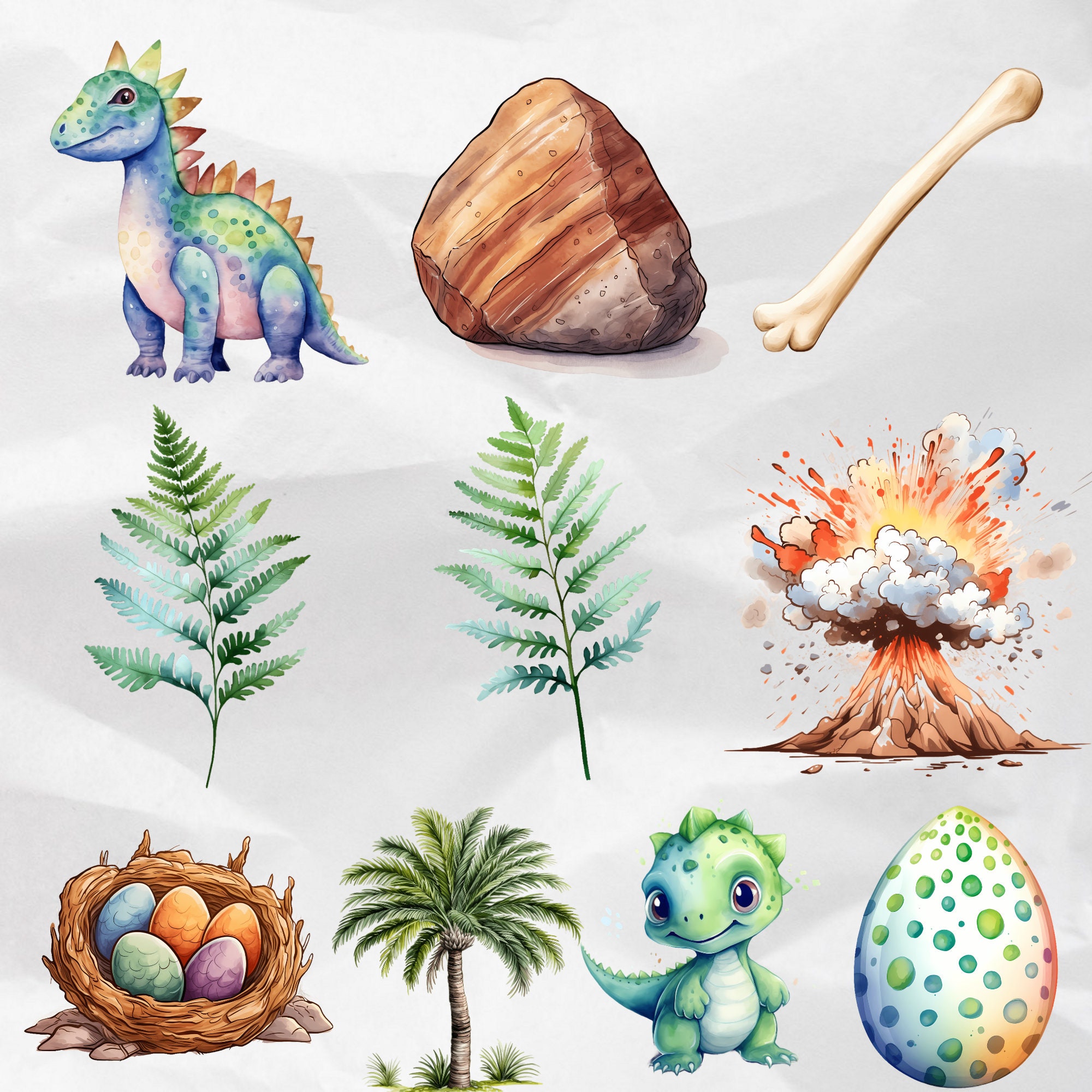 Watercolor Dinosaur Clipart Dinosaur Birthday Party Decor Dinosaur Baby ...