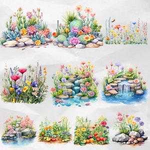 Watercolor Spring Gardens Clipart Spring Garden Graphics Garden Clipart ...