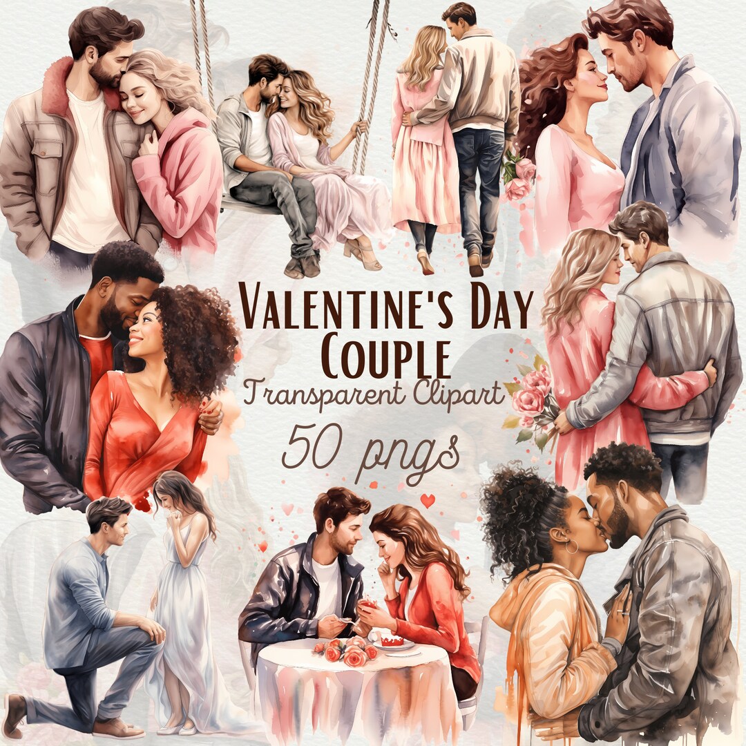 Watercolor Valentine Couple Clipart Romantic Couple Clipart Valentines ...