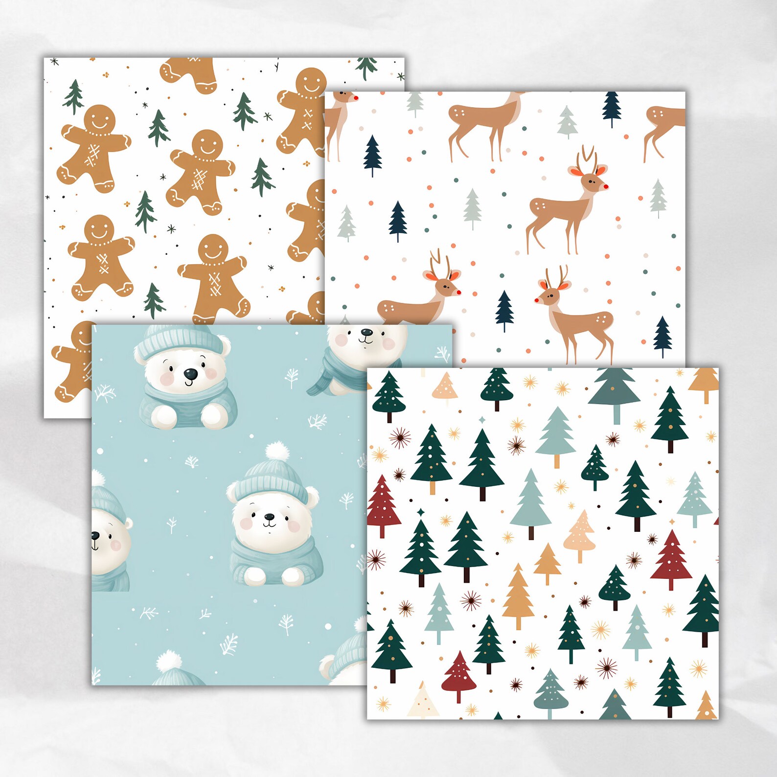 Christmas Digital Paper Holiday Scrapbook Papers Christmas Tree ...
