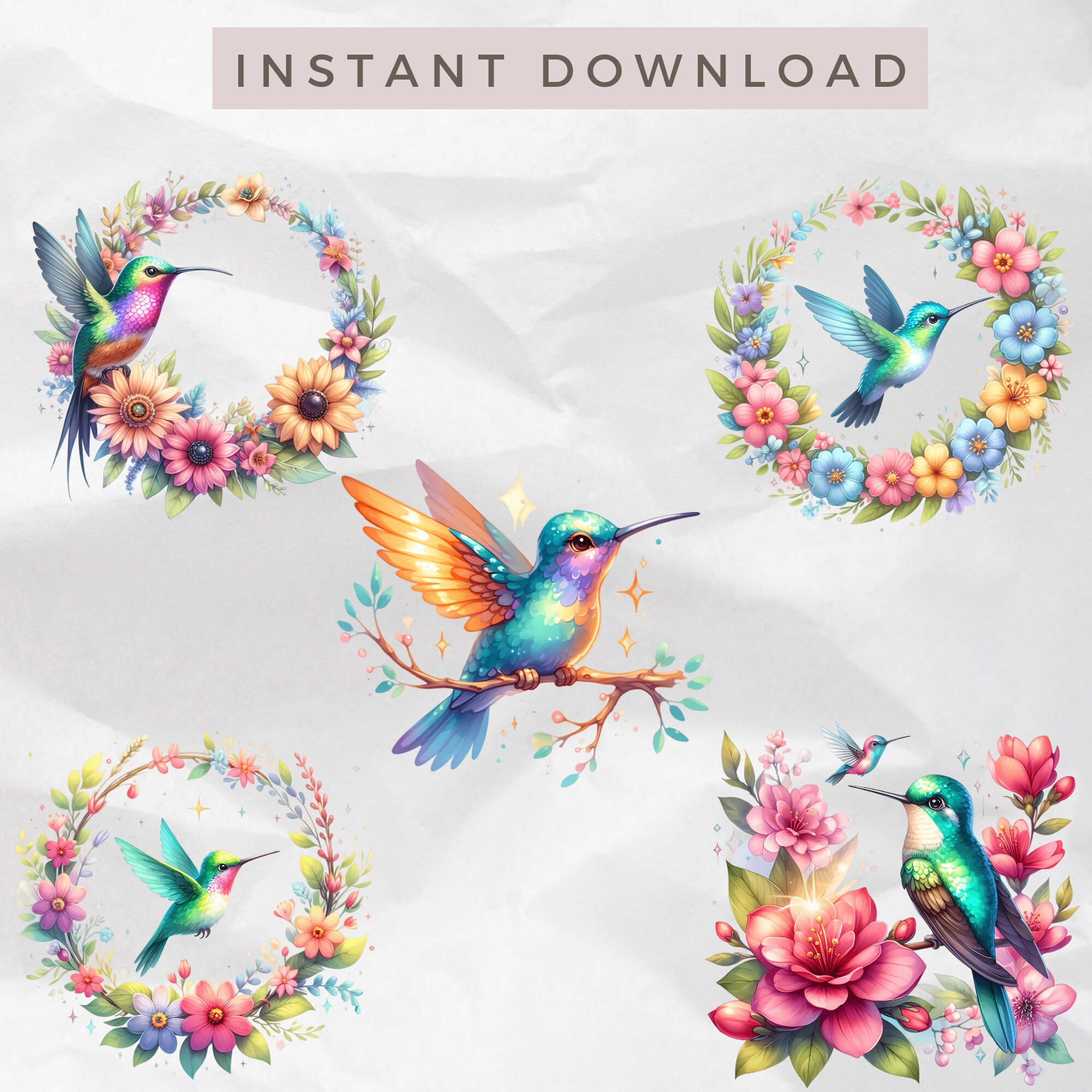 Watercolor Hummingbird Clipart Hummingbird PNG Floral Bird Clipart ...