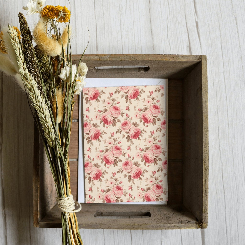 Vintage Watercolor Pink Roses Digital Paper Seamless Roses Pattern ...