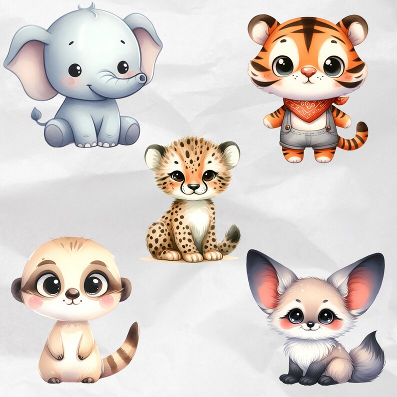 Safari Animals Clipart Watercolor Baby Safari Animal PNG Baby Lion ...