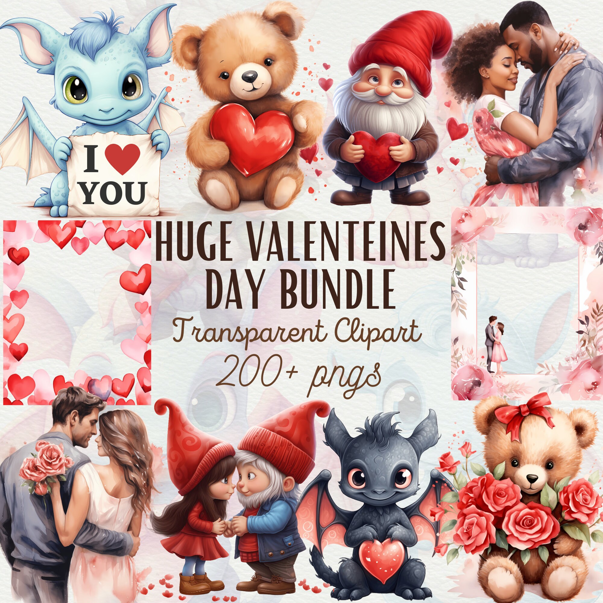 Huge Watercolor Valentines Day Clipart Bundle Valentines Day Bundle PNG ...