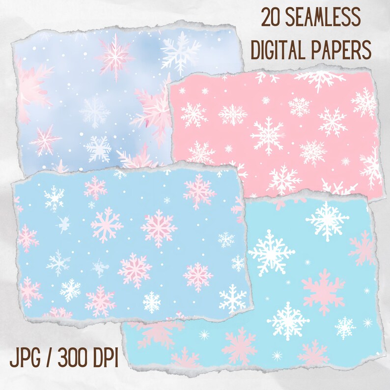 20 Winter Snowflake Digital Pattern Seamless Winter Patterns ...