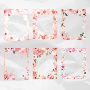 Watercolor Valentines Day Heart Borders Clipart Floral Rose Border ...