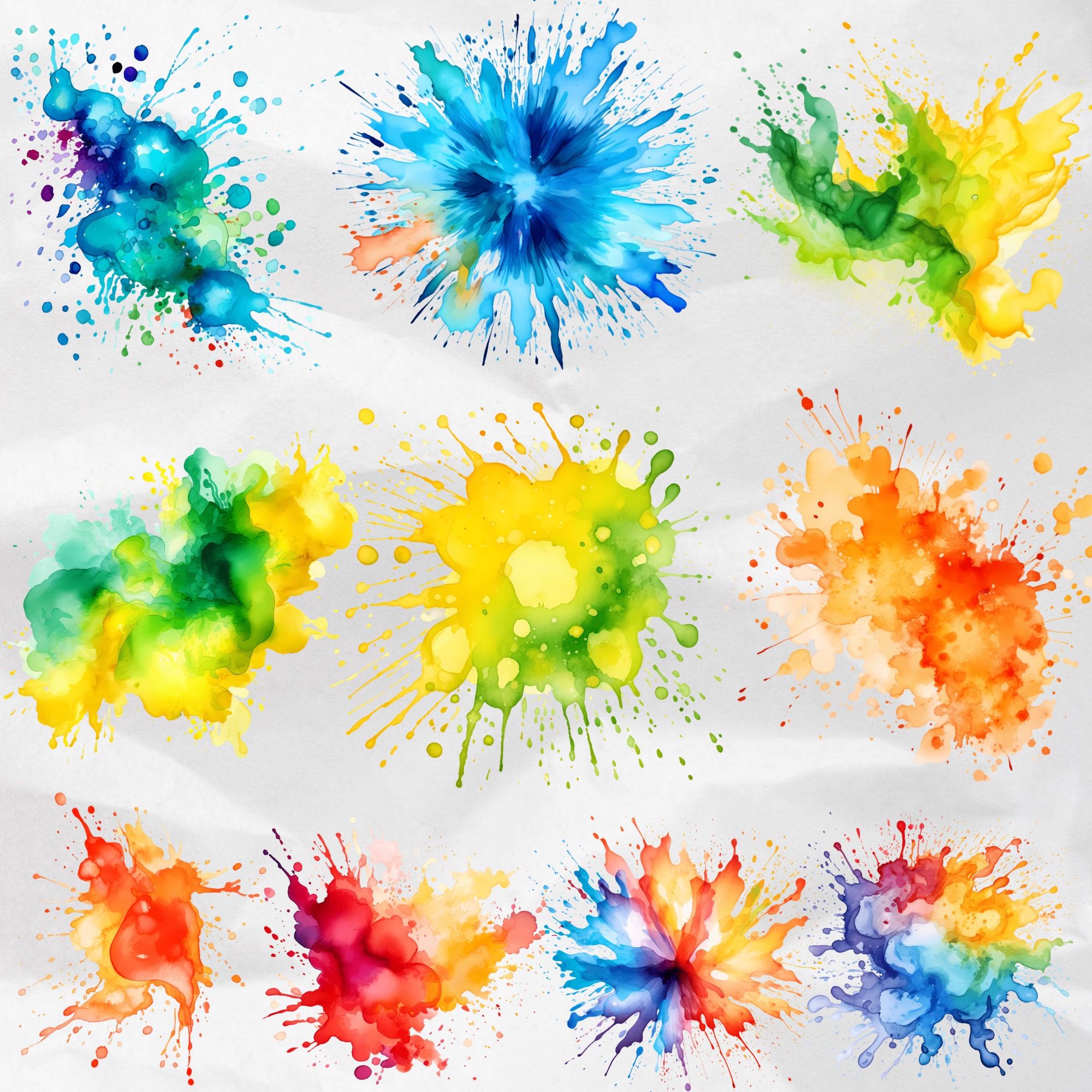 Watercolor Color Splash Clipart PNG Paint Splatter Clipart Color Splash ...