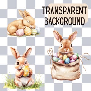 Watercolor Easter Clipart Bundle Easter Bunny Graphics Baby Bunny ...