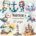 Watercolor Nautical Clipart Beach PNG Clipart Coastal Decor Summer ...