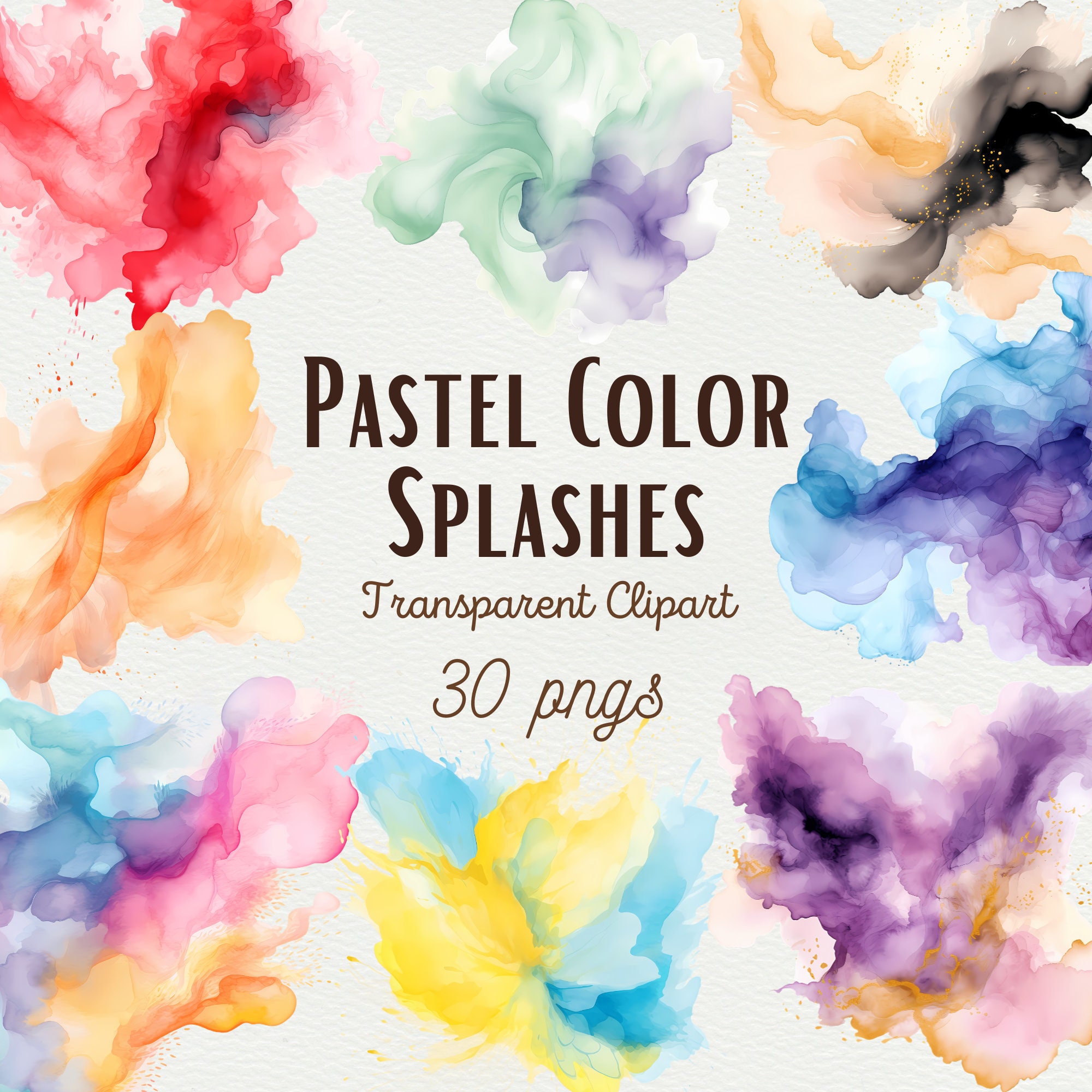 Pastel Watercolor Splashes Clipart Color Splash Clipart Pastel Brush ...