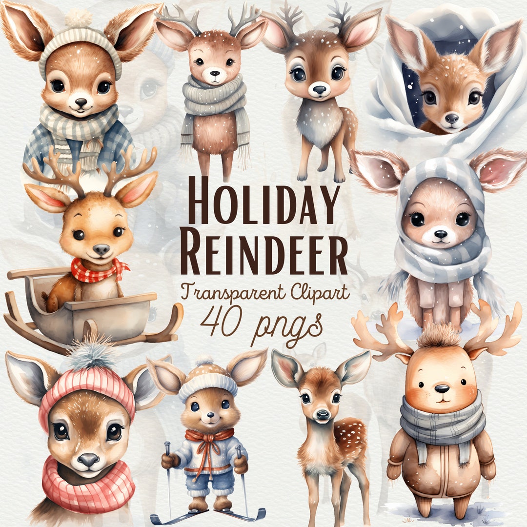 Cute Watercolor Reindeer PNG Winter Reindeer Clipart Holiday Reindeer ...