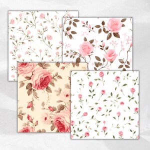 Vintage Watercolor Pink Roses Digital Paper Seamless Roses Pattern ...