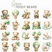 Green Teddy Bear Clipart Bundle - Cute Digital Graphics for Kids Crafts ...