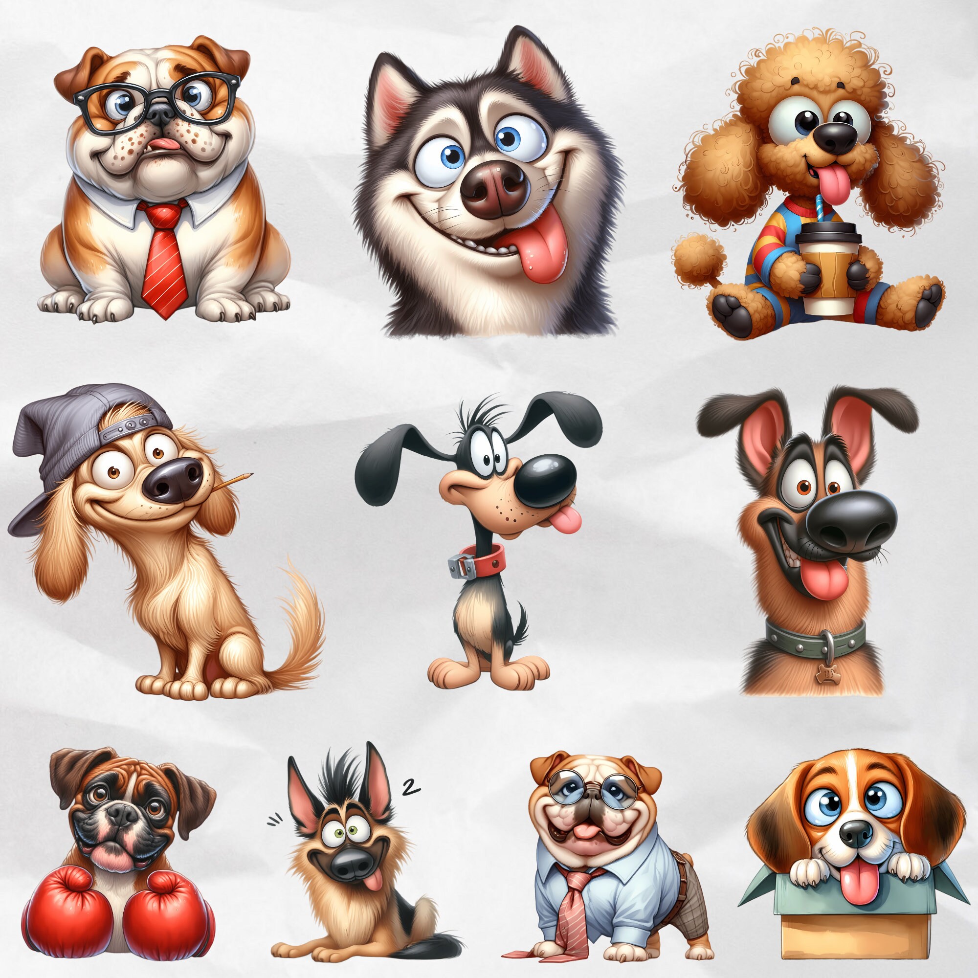 Funny Dog Clipart Bundle Cute Dog Breeds Clipart Funny Animal Graphics ...