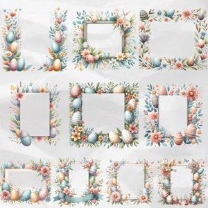 Watercolor Easter Frames Clipart Floral Border Clipart Floral Easter ...