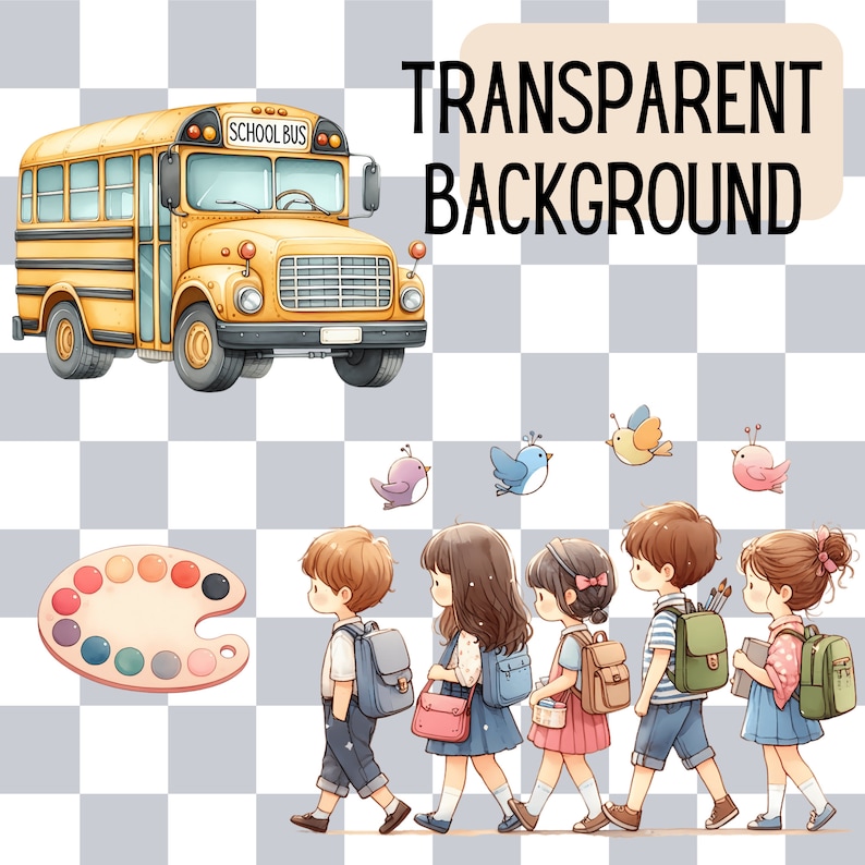Watercolor Back to School Clipart Bundle School Bus Clipart Teacher ...