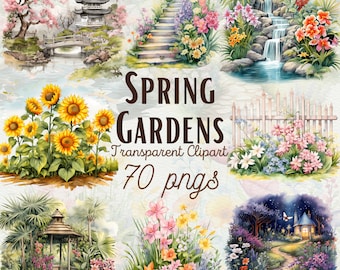 Watercolor Spring Gardens Clipart Spring Garden Graphics Garden Clipart ...