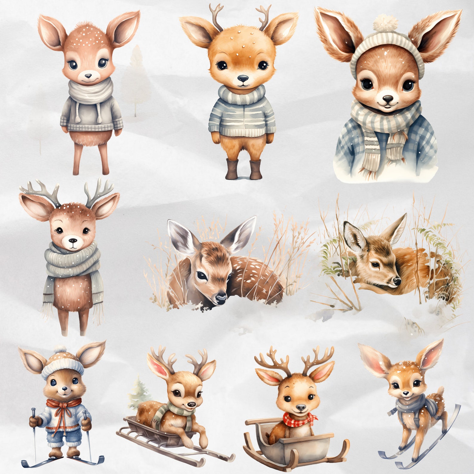 Cute Watercolor Reindeer PNG Winter Reindeer Clipart Holiday Reindeer ...
