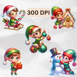 Watercolor Christmas Elf Clipart PNG Christmas Elves Clipart PNG Winter ...
