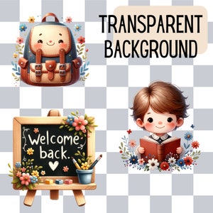 Watercolor Back to School Clipart Bundle Teacher Stickers PNG School ...