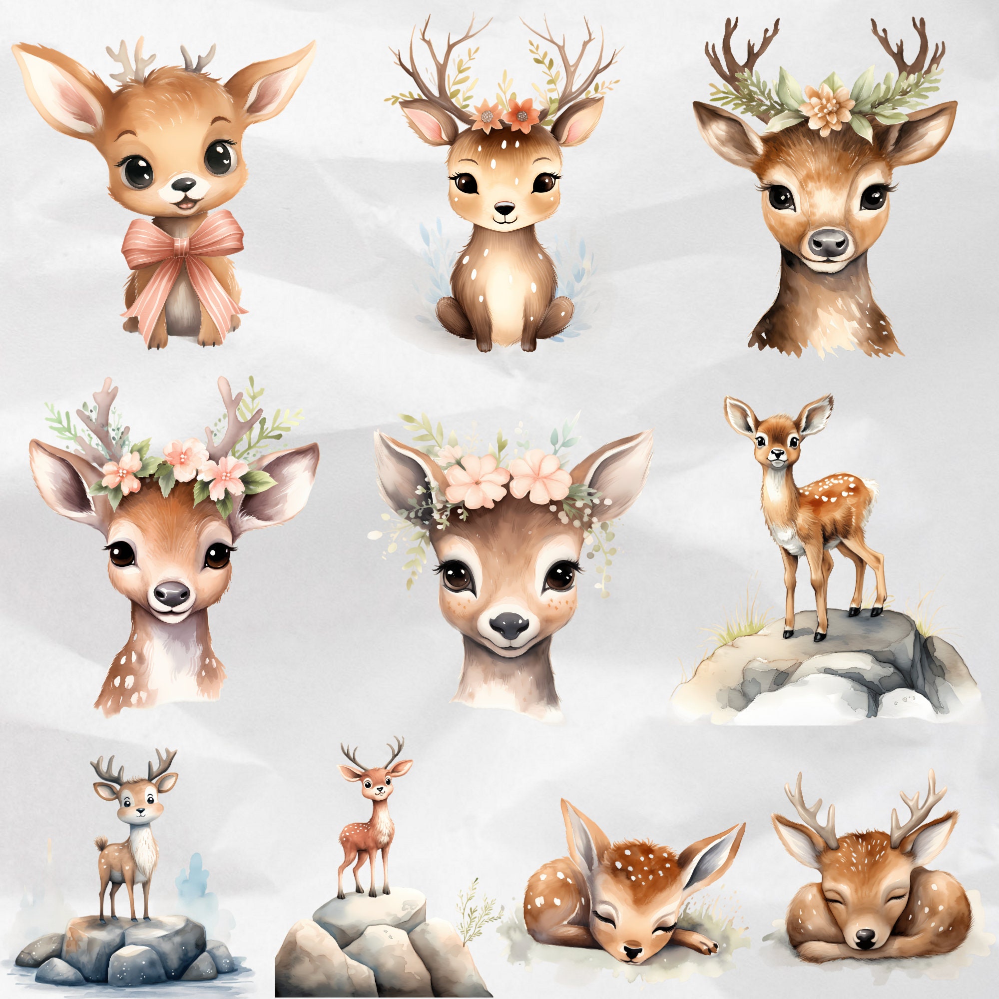 Cute Watercolor Deer Clipart PNG Watercolor Woodland Deer Clipart ...