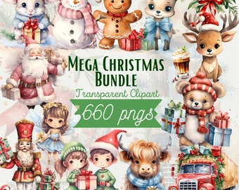 Christmas Clipart Watercolor Winter Cute Forest Animal - Etsy