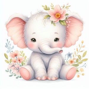 15 Baby Elephant Clipart Pink Elephant PNG Bundle Baby Shower Cute ...