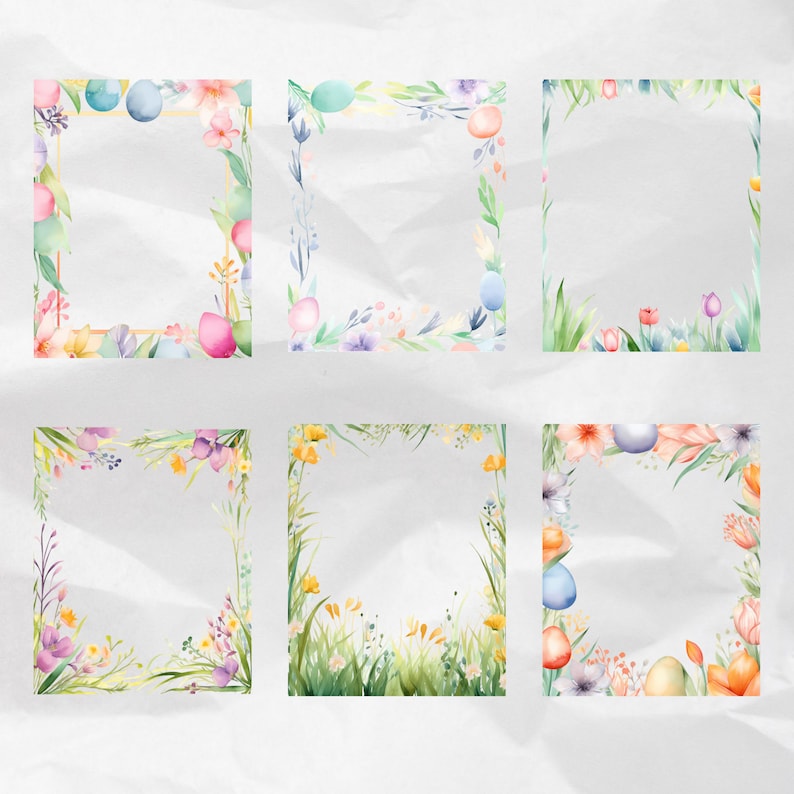 Watercolor Easter Frames Clipart Floral Border Clipart Floral Easter ...