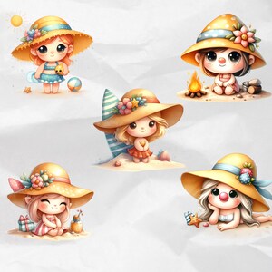 Watercolor Beach Girl Gnomes Collection Clipart Beach Gnome Clipart PNG ...